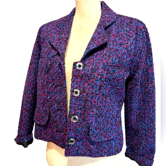 Vintage | Jackets & Coats | Vintage Purple Tweed Blazer Jacket | Poshmark
